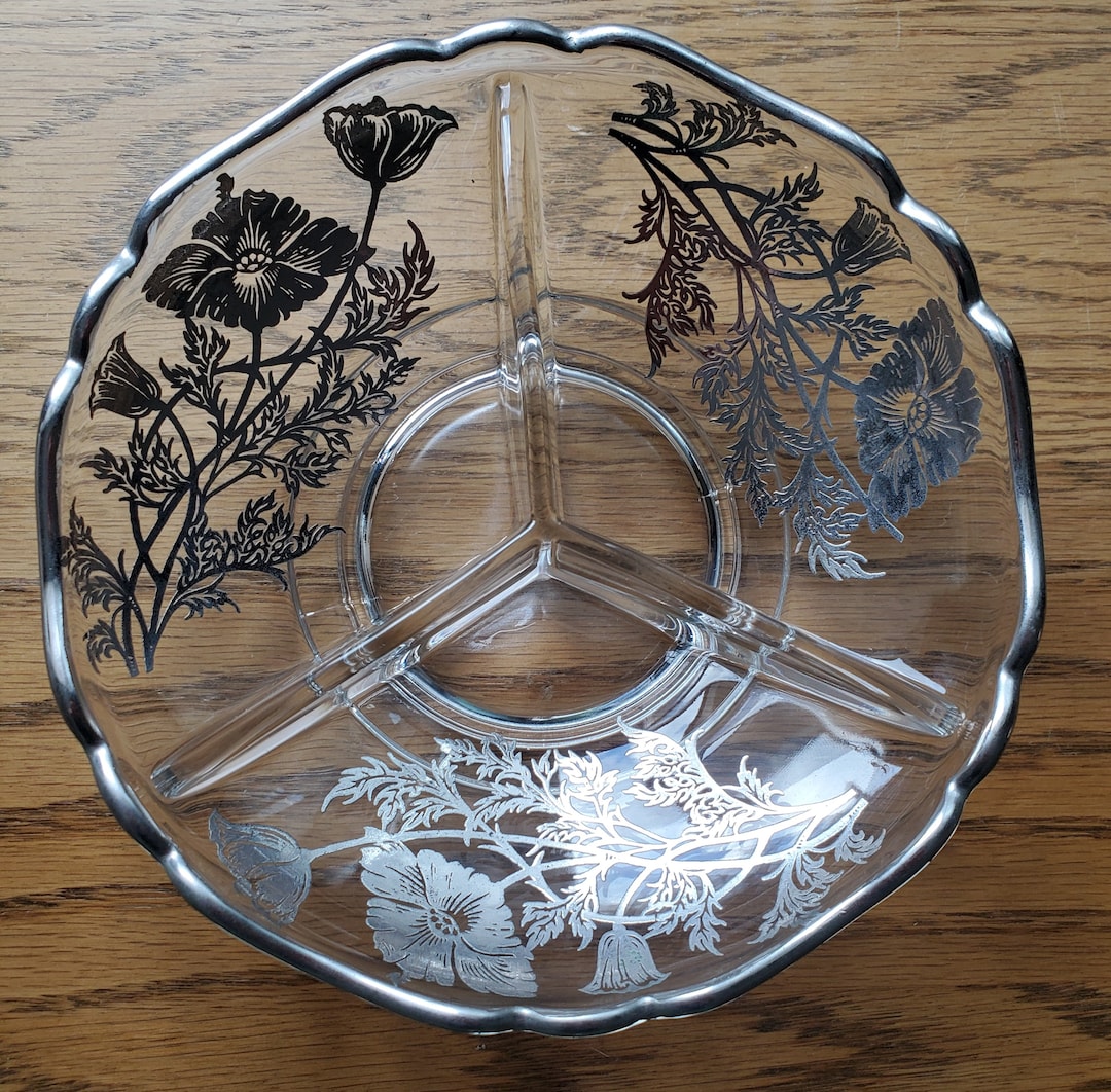 Vintage Silver City Glass Company Flanders Poppies Divided Dish - Etsy