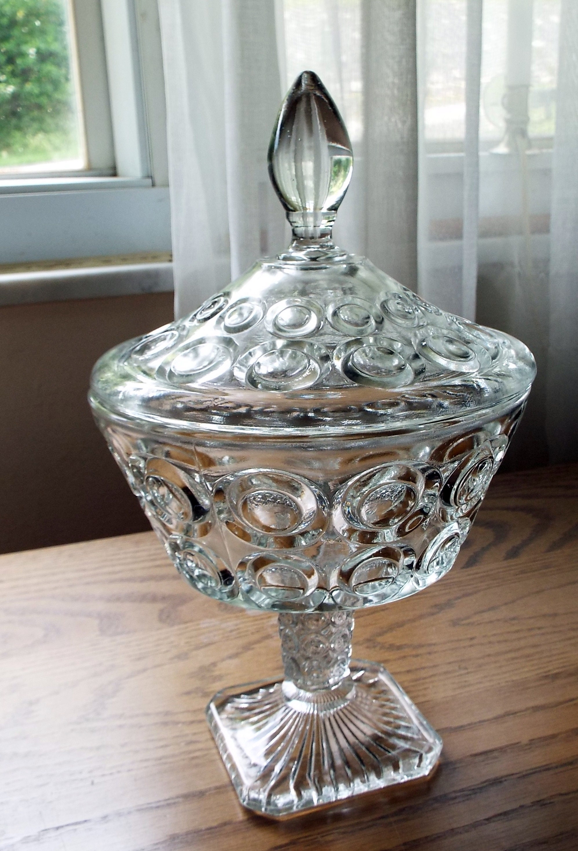 Vintage Pressed Glass Compote Candy Dish - Etsy