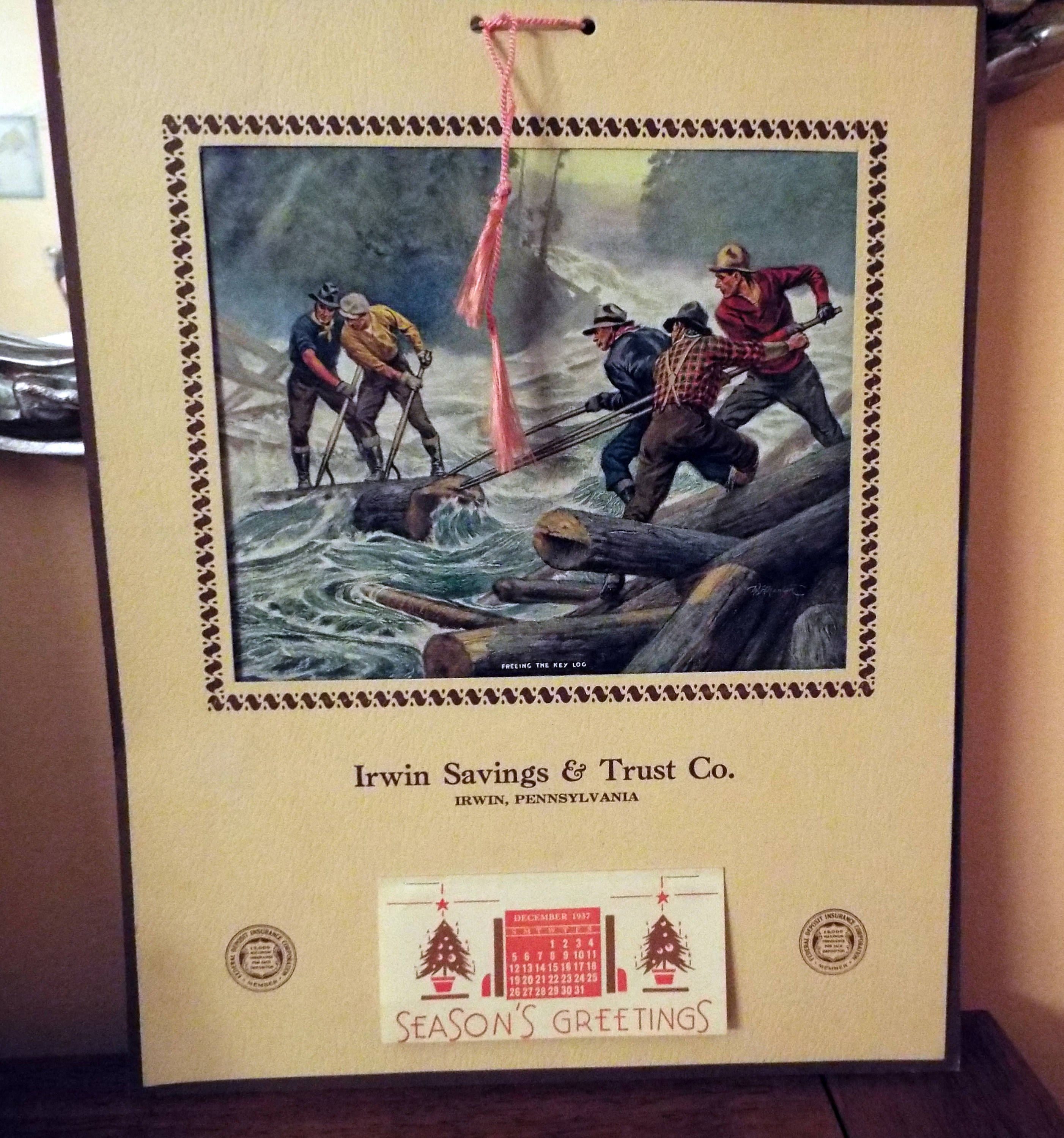 Vintage 1938 Advertisement Calendar With Logger Print - Etsy