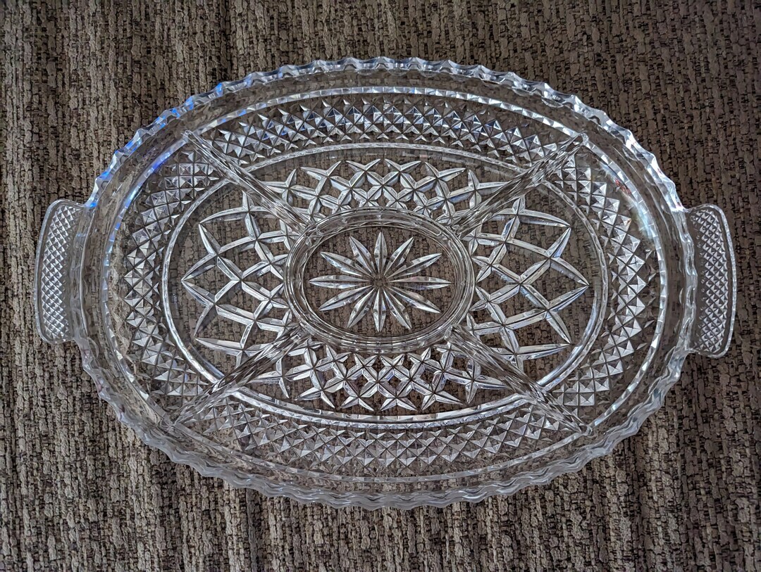 OLIVIA Fine Full Lead Glass Crystal Oval Serving Dish Western Germany ...