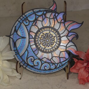 Mini Sun & Moon Compass Wall Art – 6.5" Layered Wood Decor | Hand ...