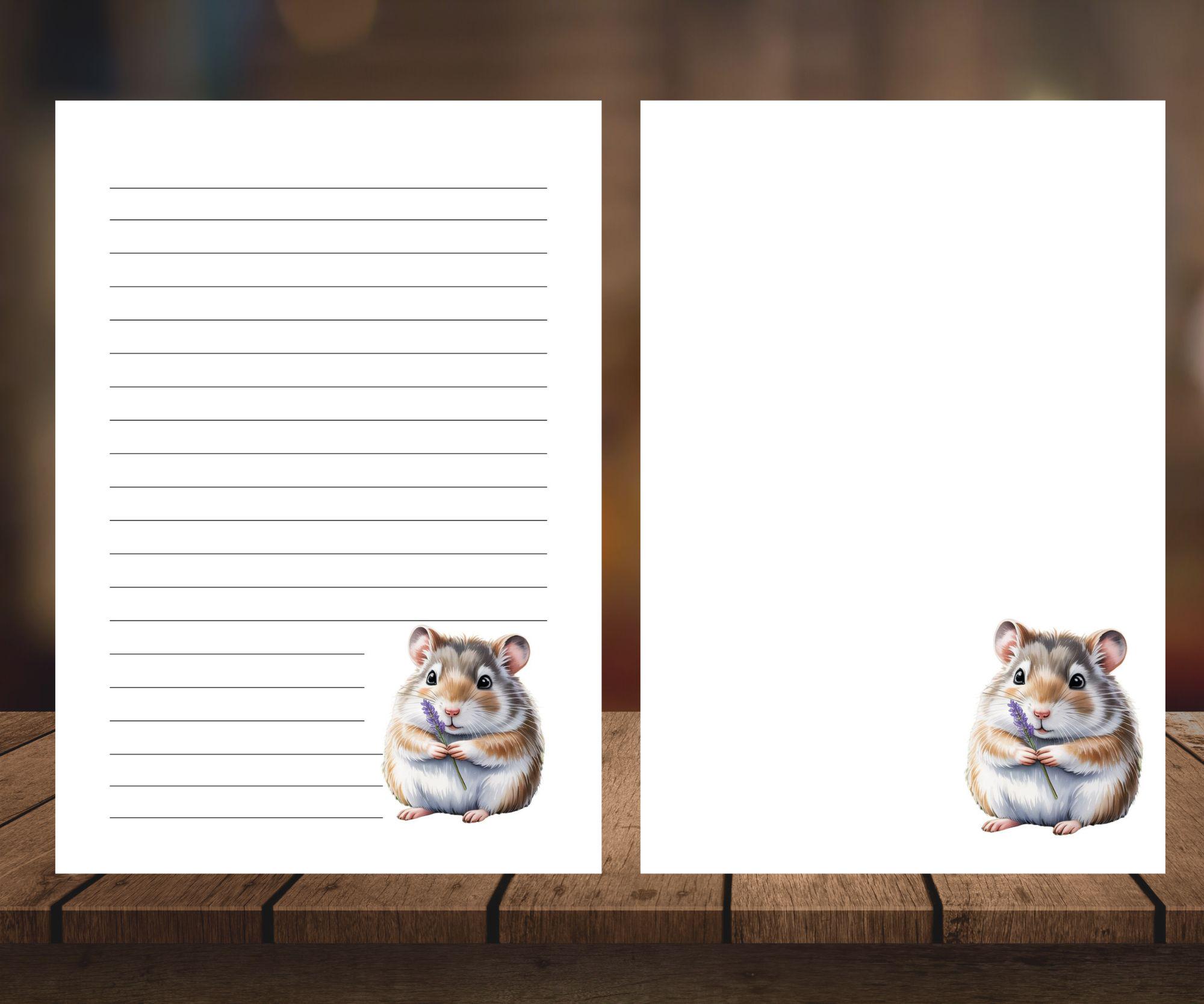 Cute Gerbil Printable Stationery Set – Lined & Unlined Pages – A4 and ...
