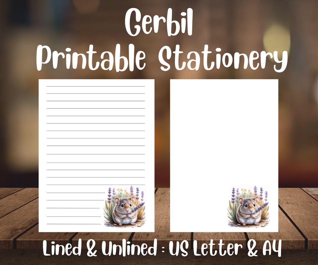 Cute Gerbil Printable Stationery Set – Lined & Unlined Pages – A4 and ...