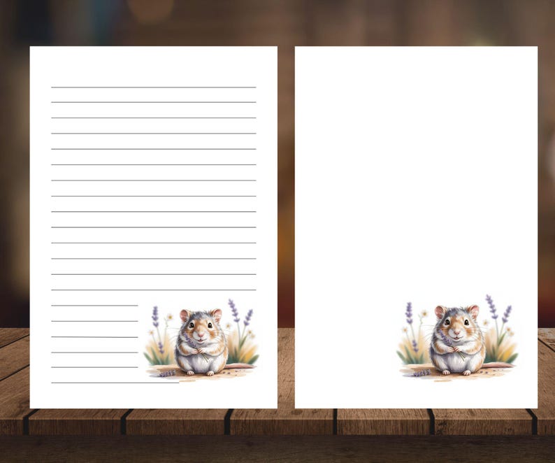 Cute Gerbil Printable Stationery Set – Lined & Unlined Pages – A4 and ...