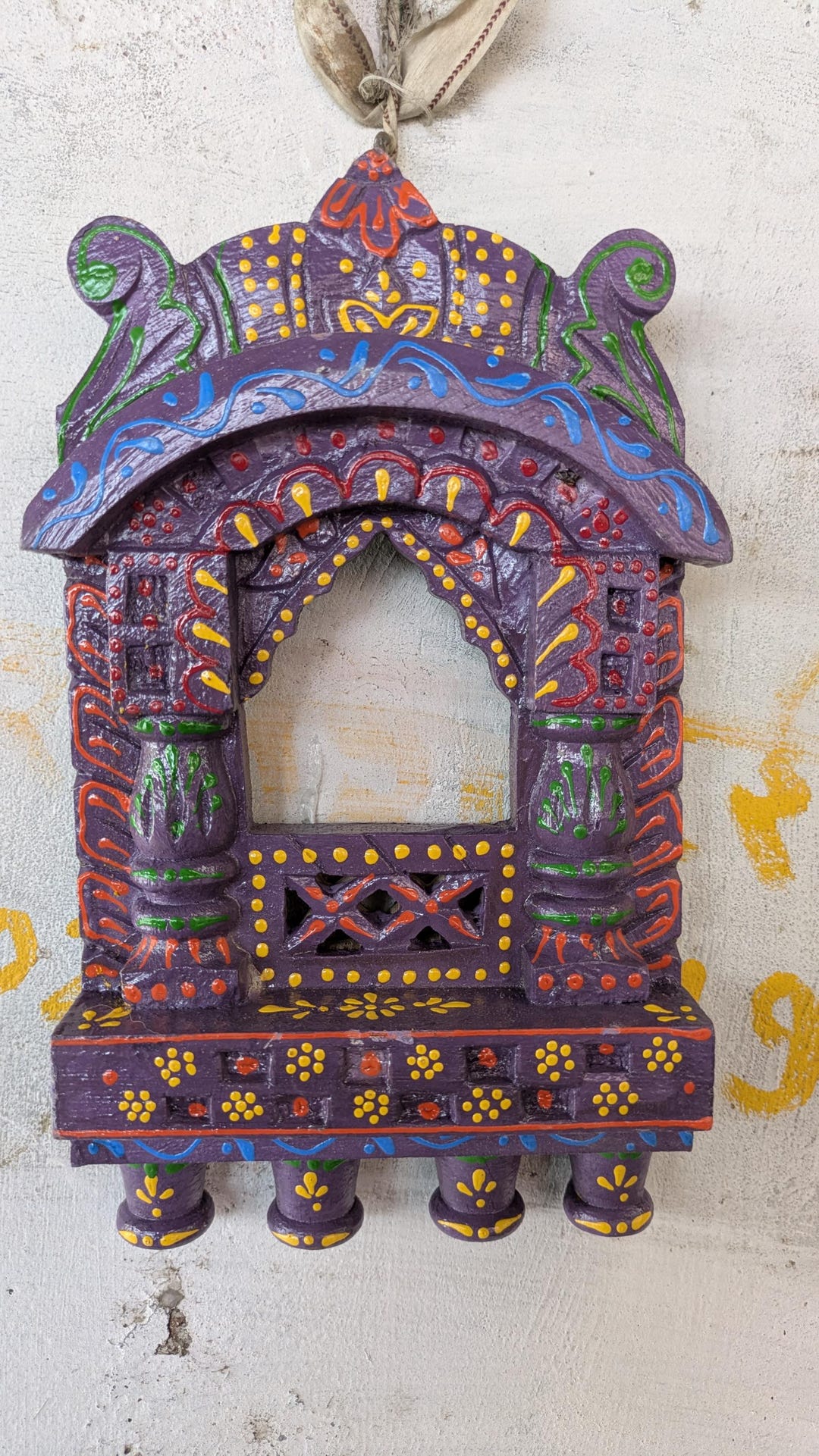Hand-painted Jharokha Window Art: Indian Wooden Wall Decor (6x10 Inch ...
