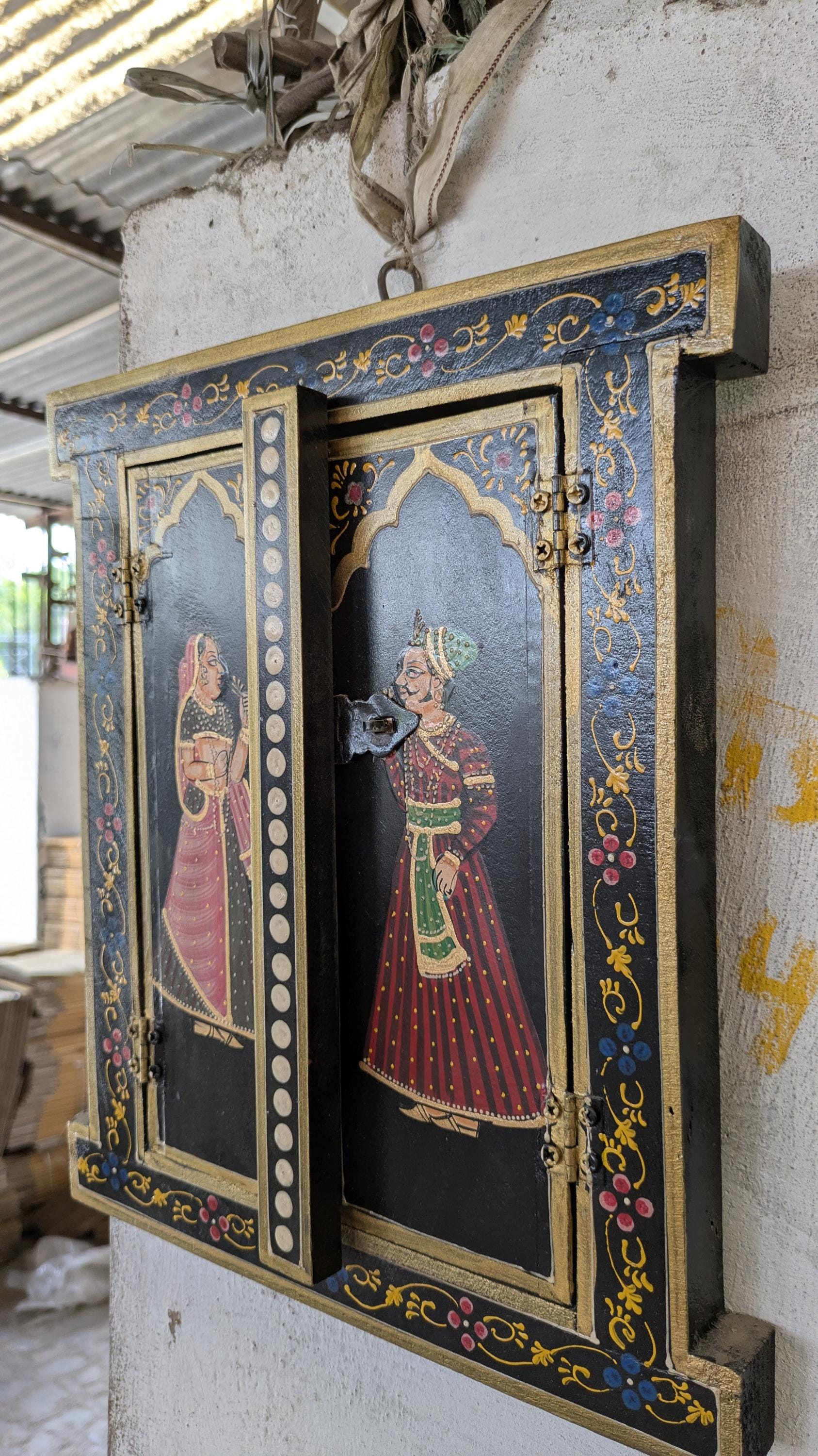 Hand-painted Mughal Art Window Frame: Vintage Rajasthani Wall Decor - Etsy