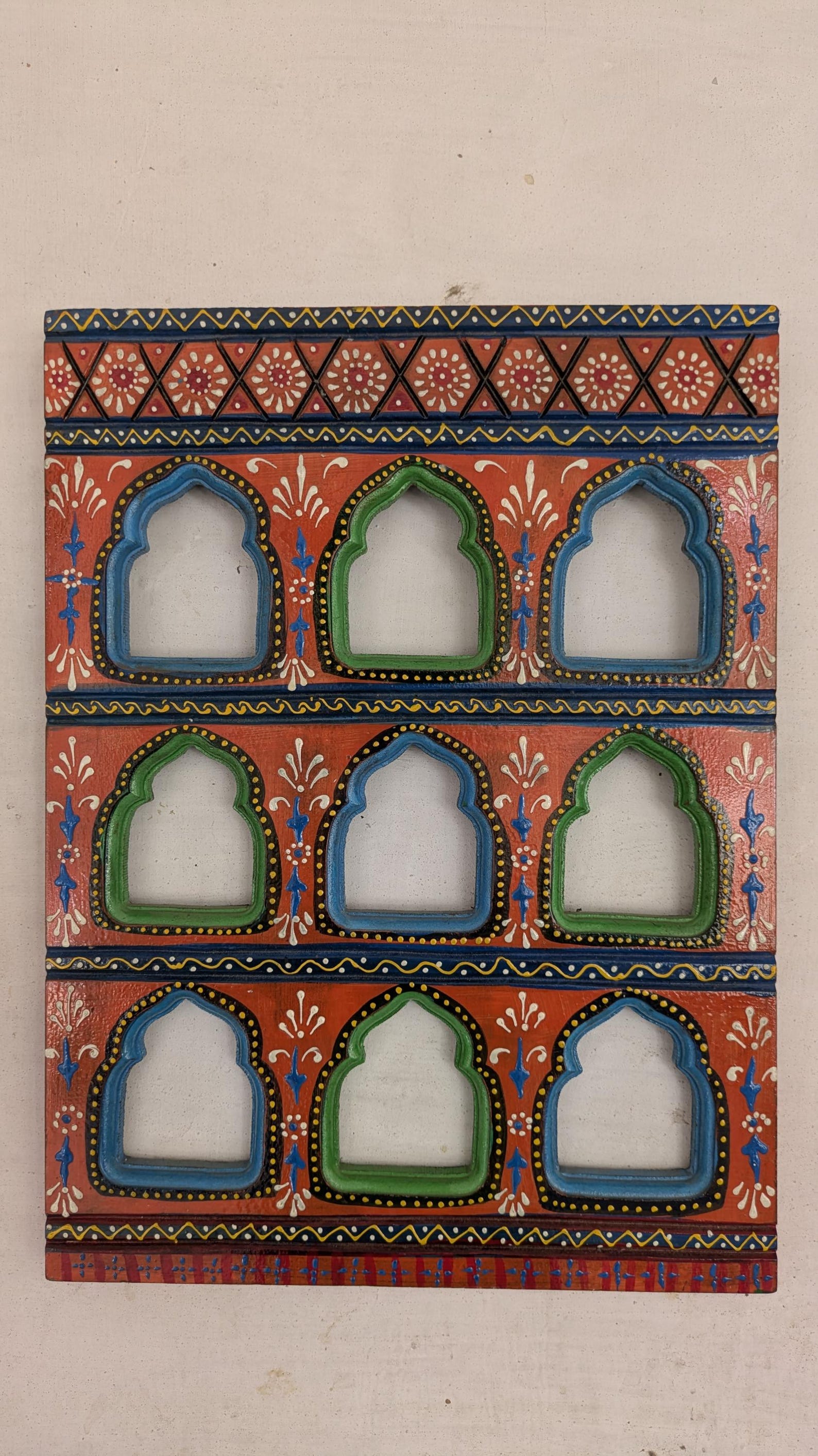 Hand-painted Rajasthani Wooden Arch Wall Decor: Boho Ethnic Art - Etsy