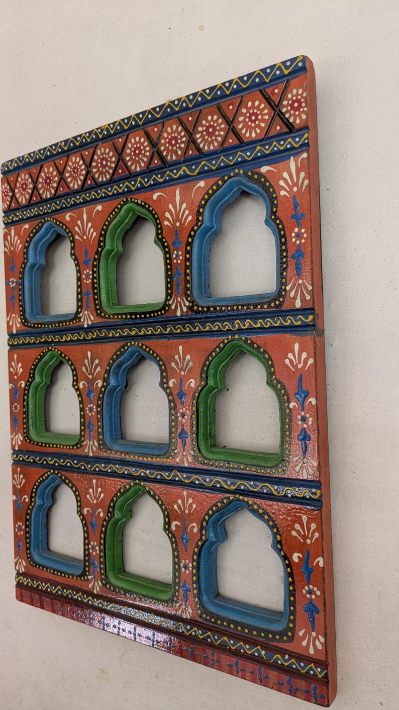 Hand-painted Rajasthani Wooden Arch Wall Decor: Boho Ethnic Art - Etsy