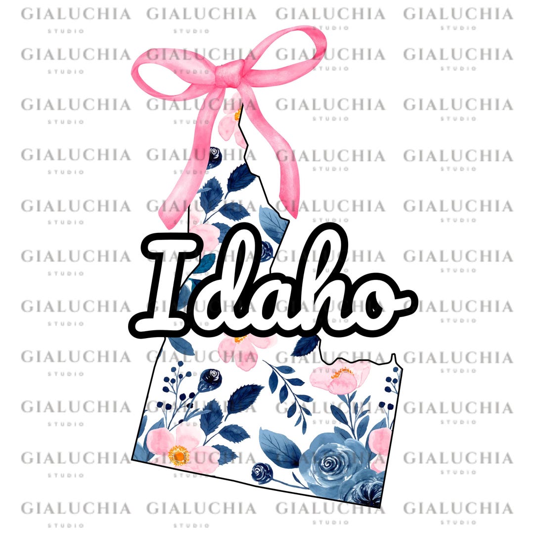 Watercolor Floral Idaho State Map With Bow (PNG Digital Download) - Etsy