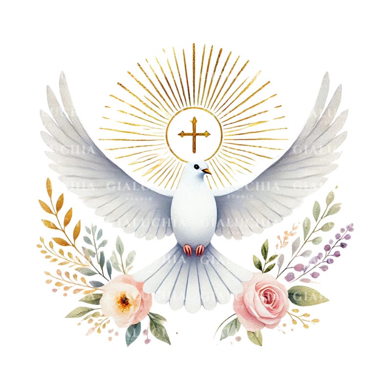 Watercolor Holy Spirit Clipart: First Communion, Confirmation (PNG ...