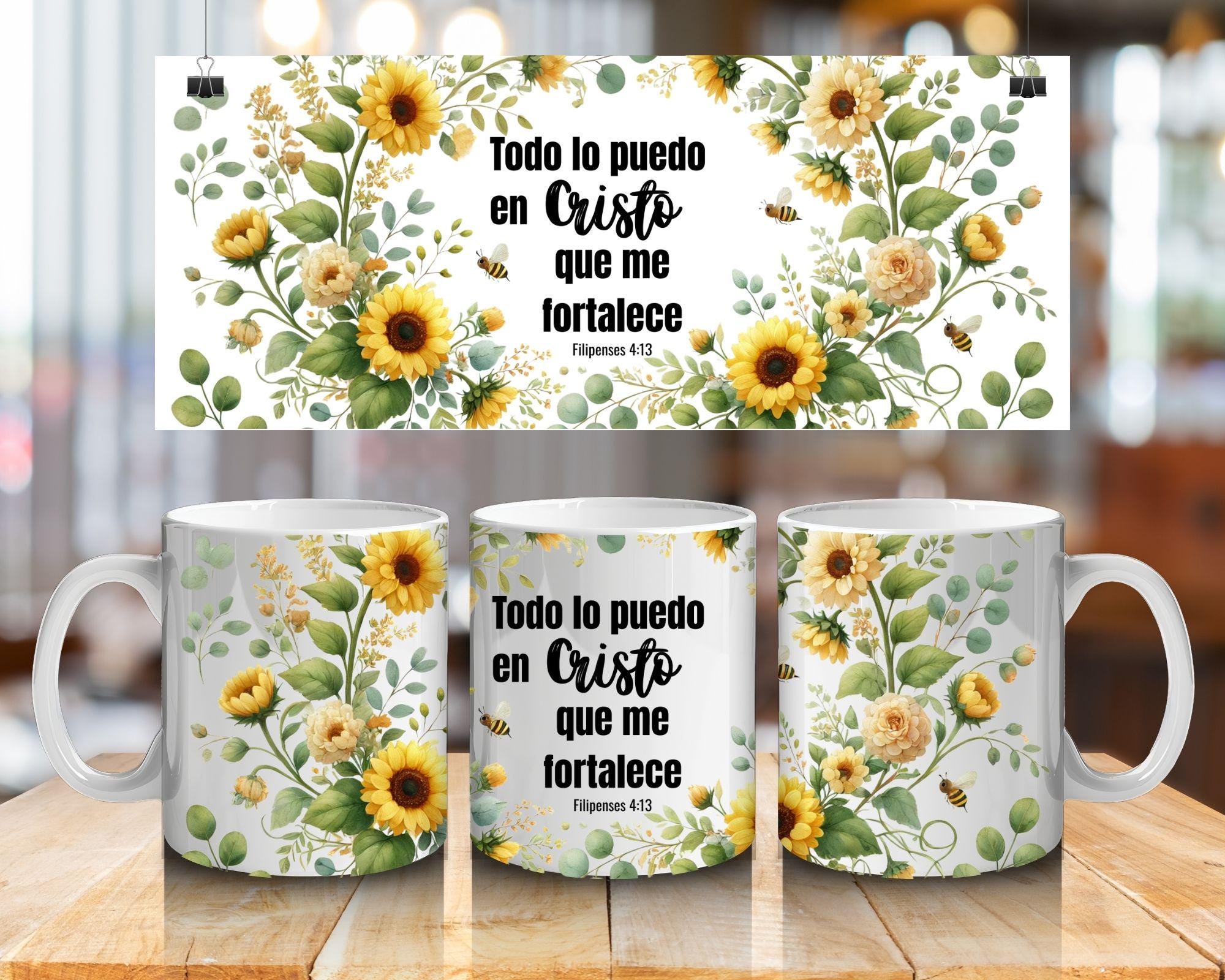 Spanish Bible Verse Mug Wrap for Sublimation, Todo Lo Puedo En Cristo ...