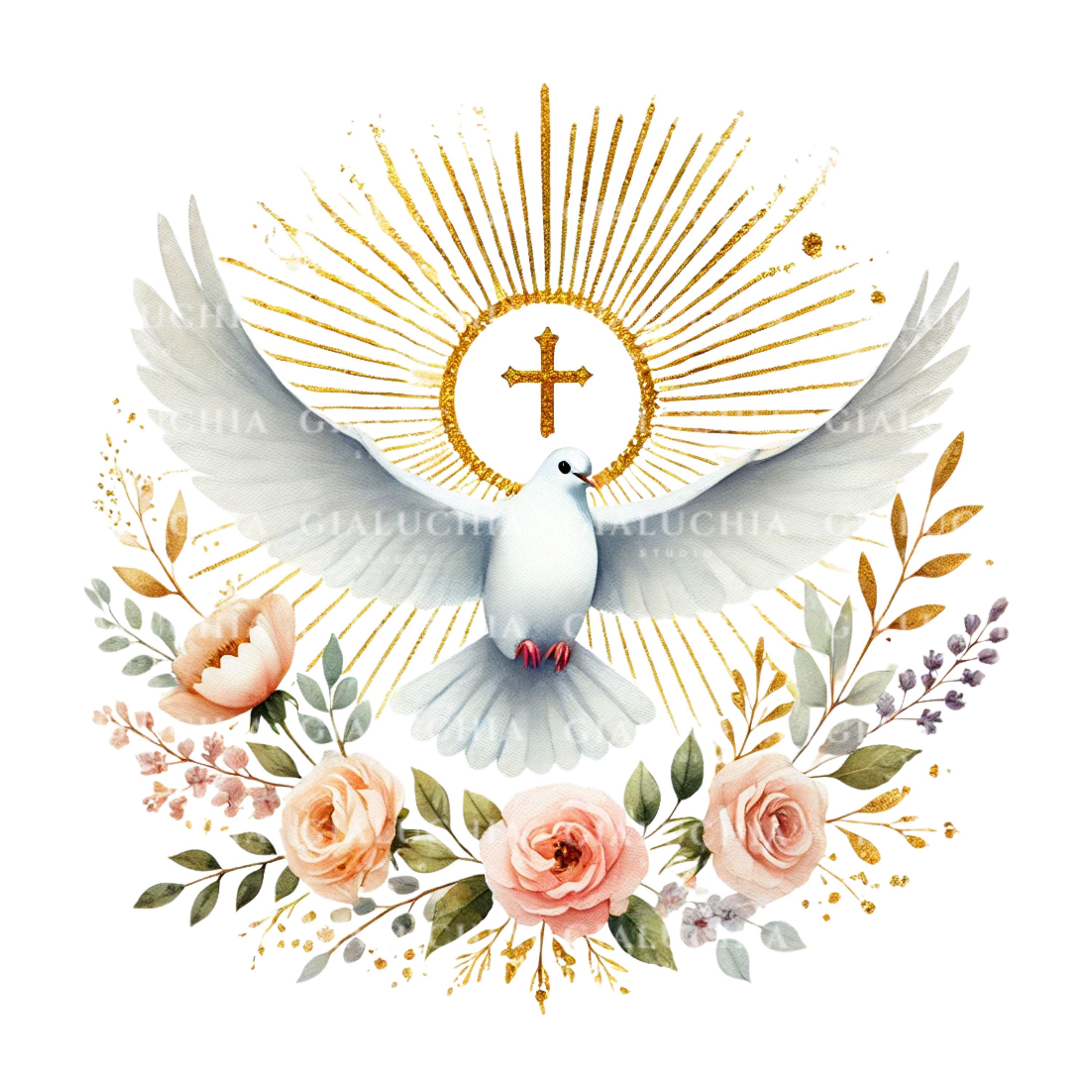 Watercolor Holy Spirit Clipart: First Communion, Confirmation (PNG ...