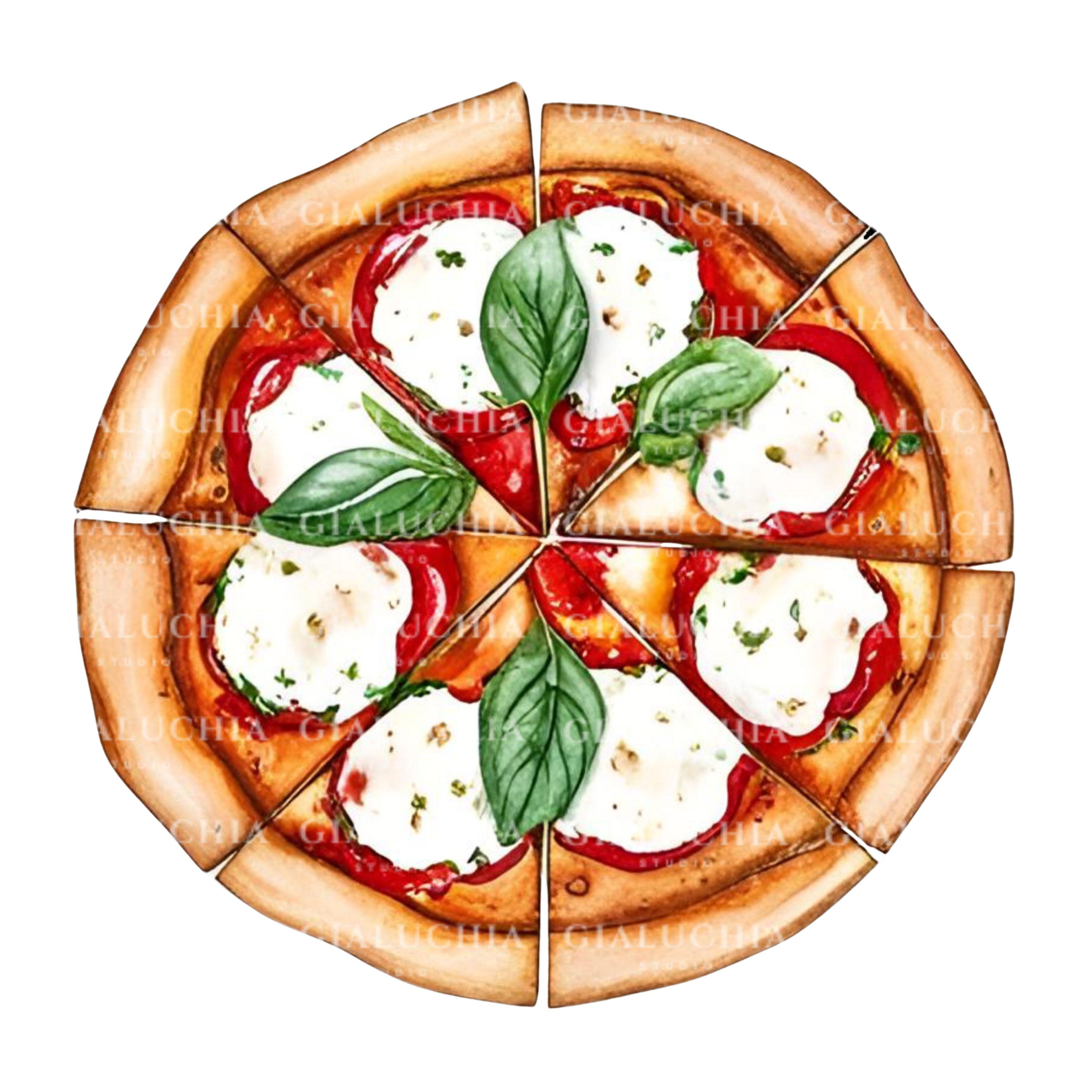 Watercolor Italian Food Clipart Bundle: Pizza, Coffee, Gelato (PNG ...