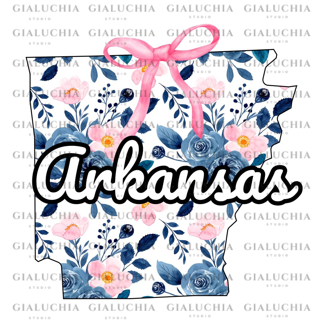 Watercolor Floral Arkansas Map PNG: Coquette Bow Clipart (digital ...