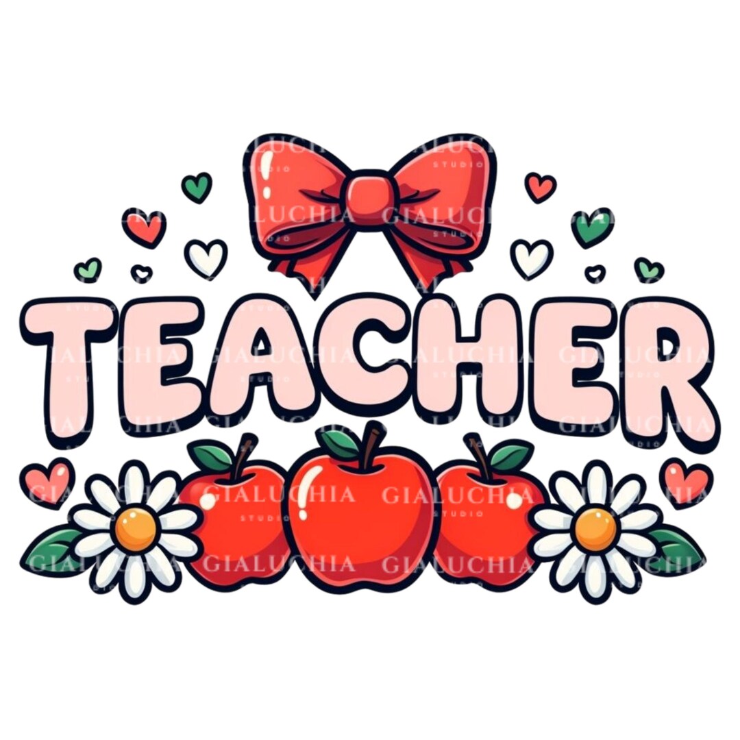 Coquette Teacher Clipart PNG: School Illustration for Sublimation - Etsy