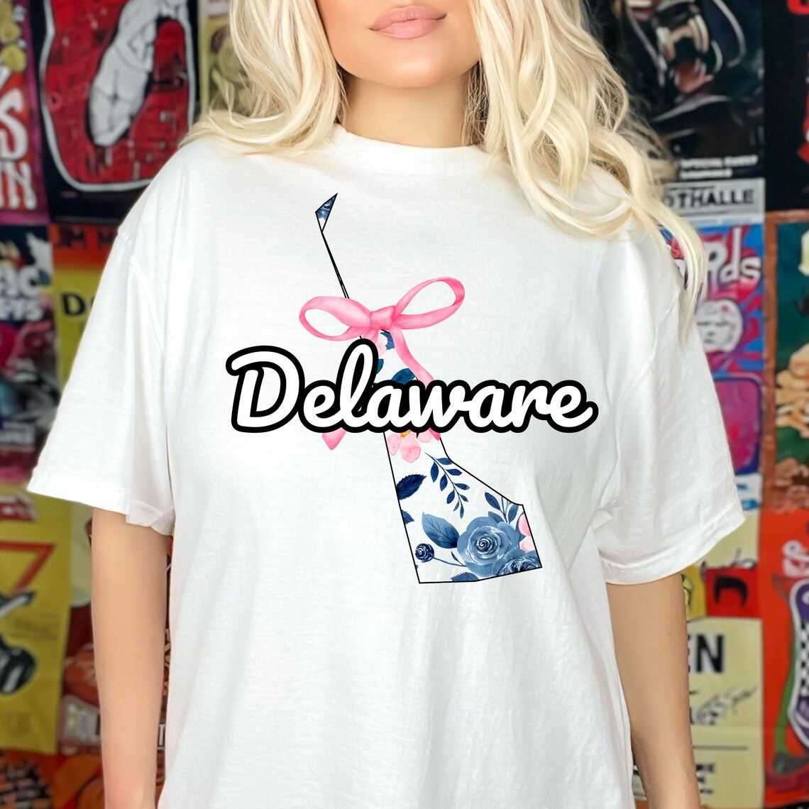 Watercolor Floral State Map of Delaware Png, Coquette Aesthetic Bow Png ...