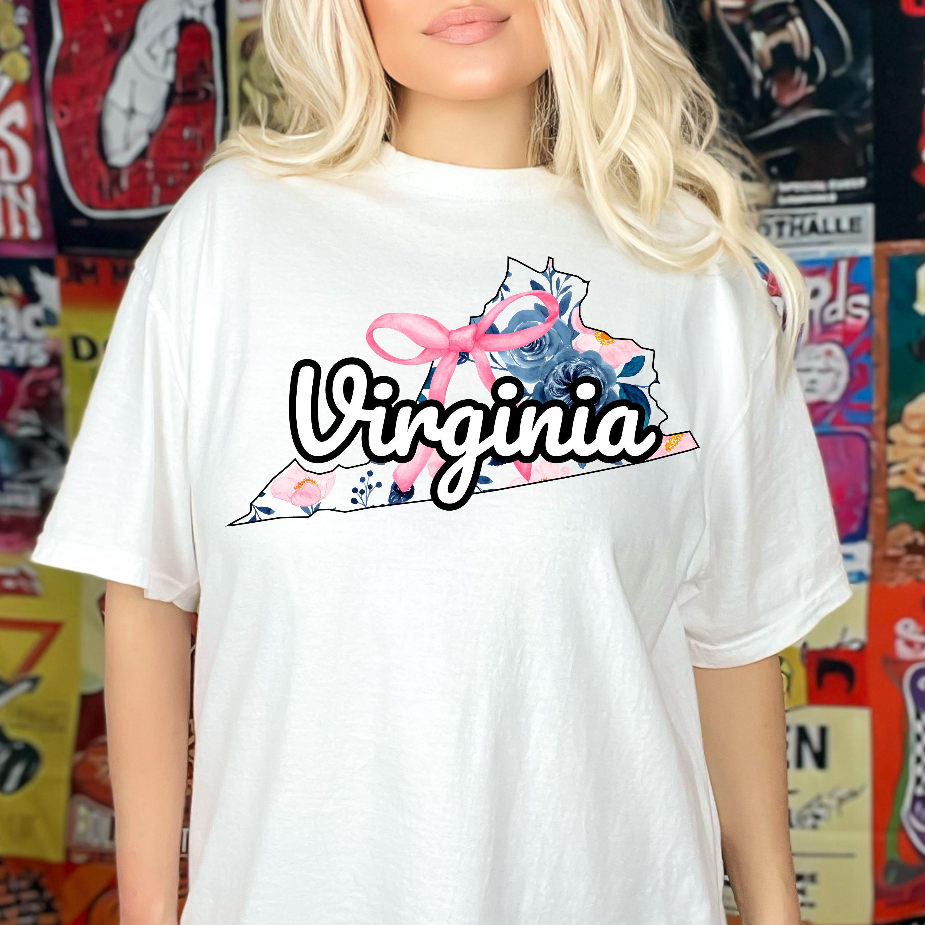 Watercolor Floral State Map of Virginia Png, Coquette Aesthetic Bow Png ...