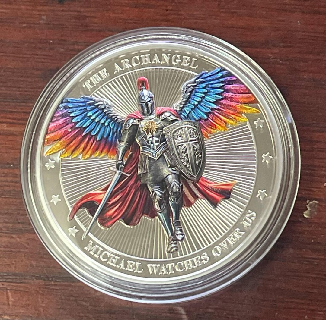 Archangel Michael Challenge Coin: Colorful Guardian Angel Collectible ...