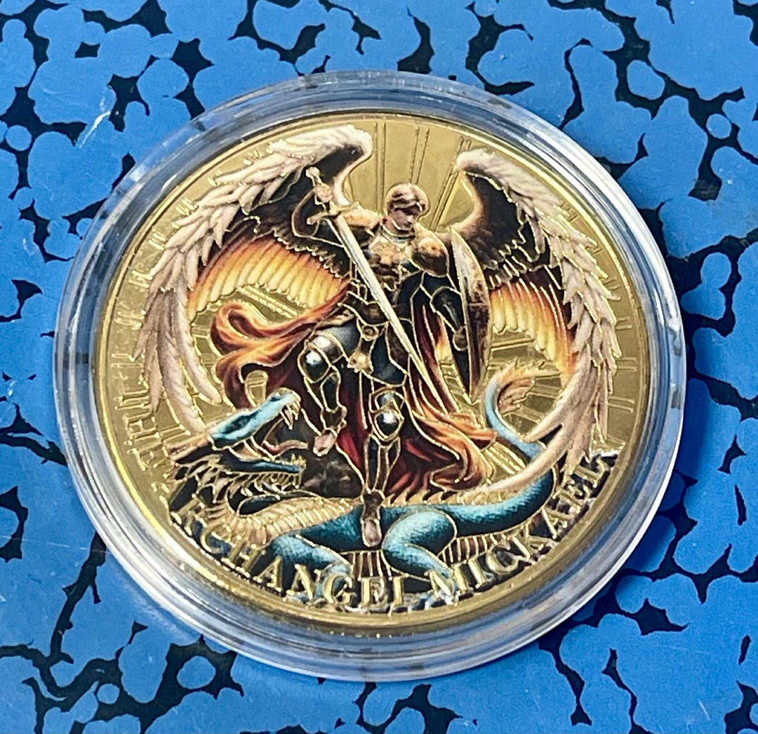 Archangel Michael Challenge Coin Psalm 91:10-11 | Guardian Angel ...