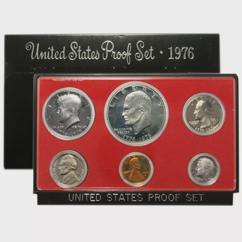 1976 US Mint Proof Set: Eisenhower Dollar, San Francisco Mint, Original ...