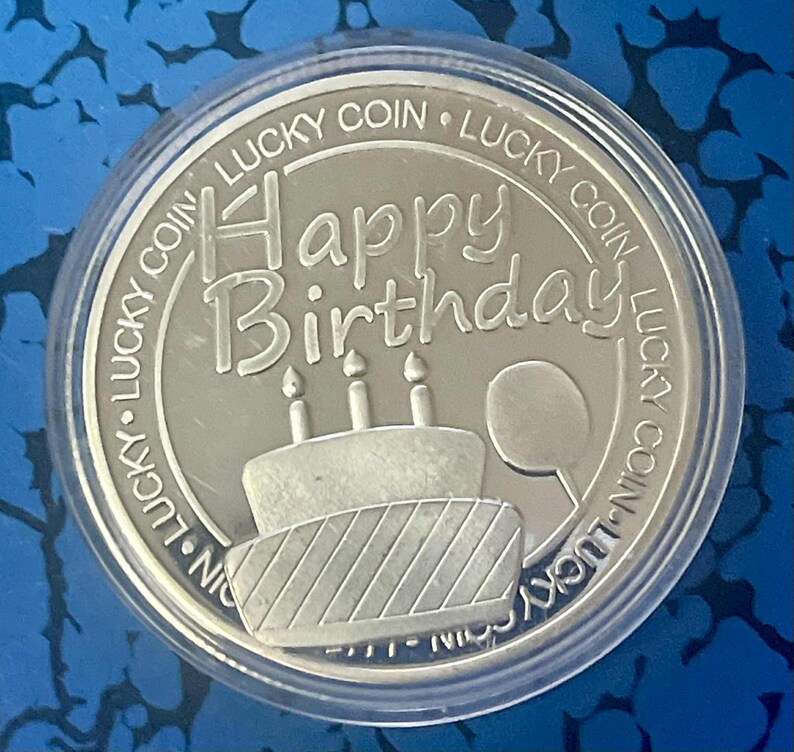 Happy Birthday Lucky Coin – Gift Token With Cake & Balloon Design ...