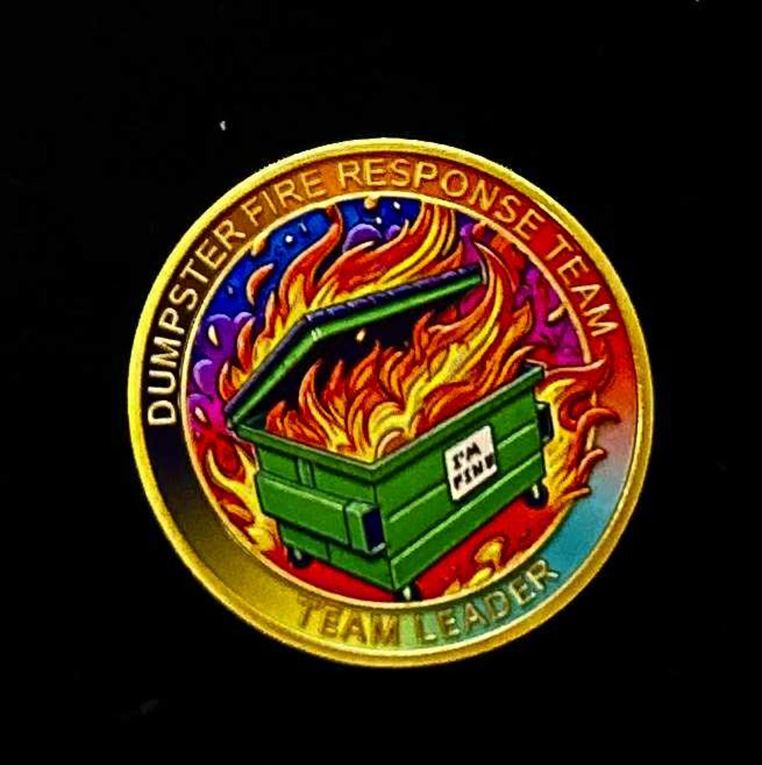 Dumpster Fire Response Team Challenge Coin – Funny Skeleton in Flames ...