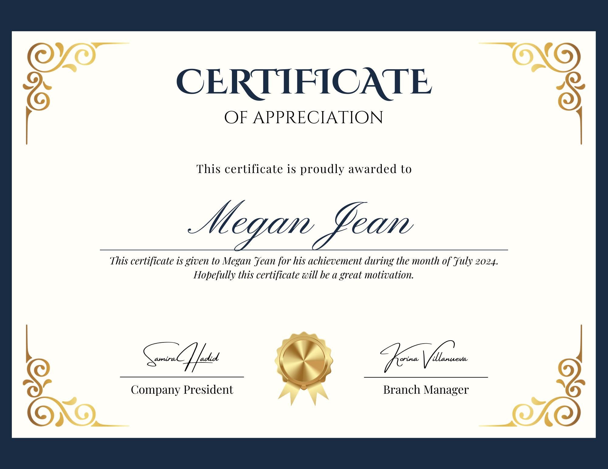 Appreciation Certificate, Elegant Cream Border for Celebrating ...