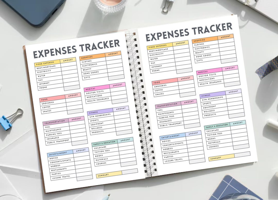 Clean Rainbow Spending Planner, Expense Tracker Journal, Finance ...
