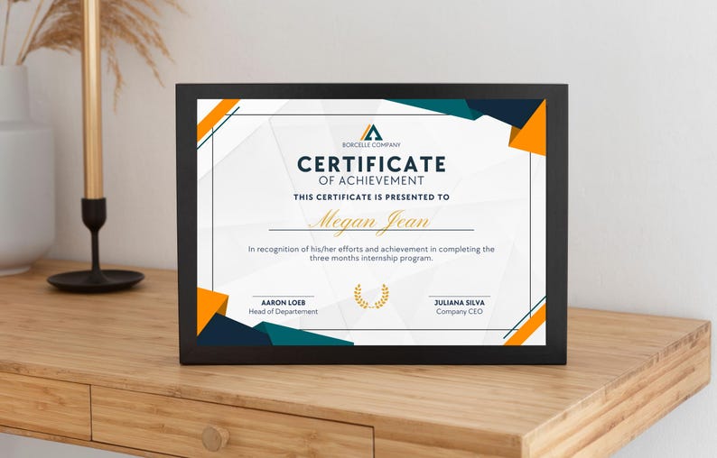 Blue White Bordered Certificate of Achievement, Elegant Award Document ...
