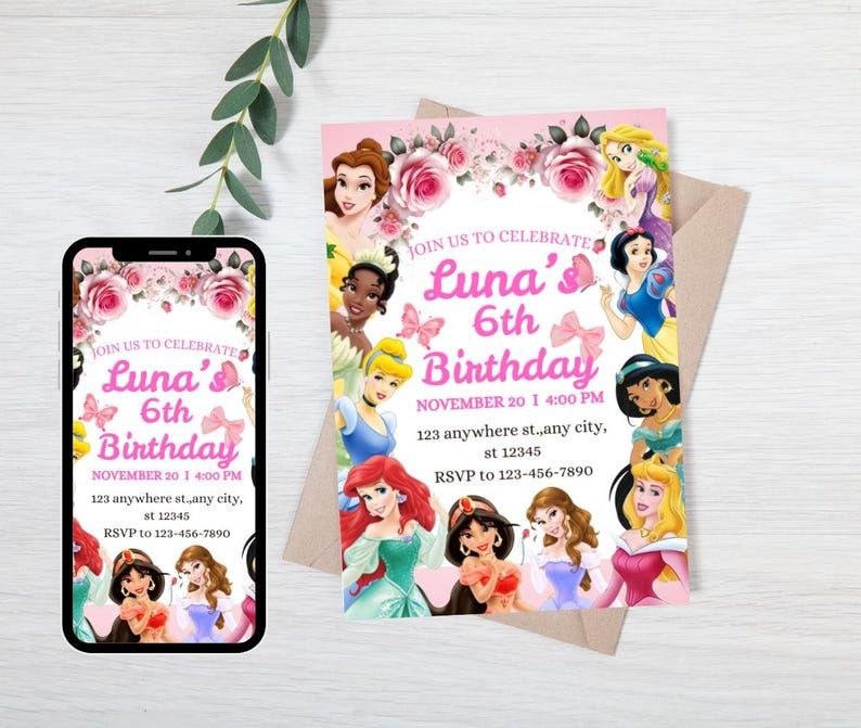 Princess Birthday Invitation Princess Invitation Princess Party ...