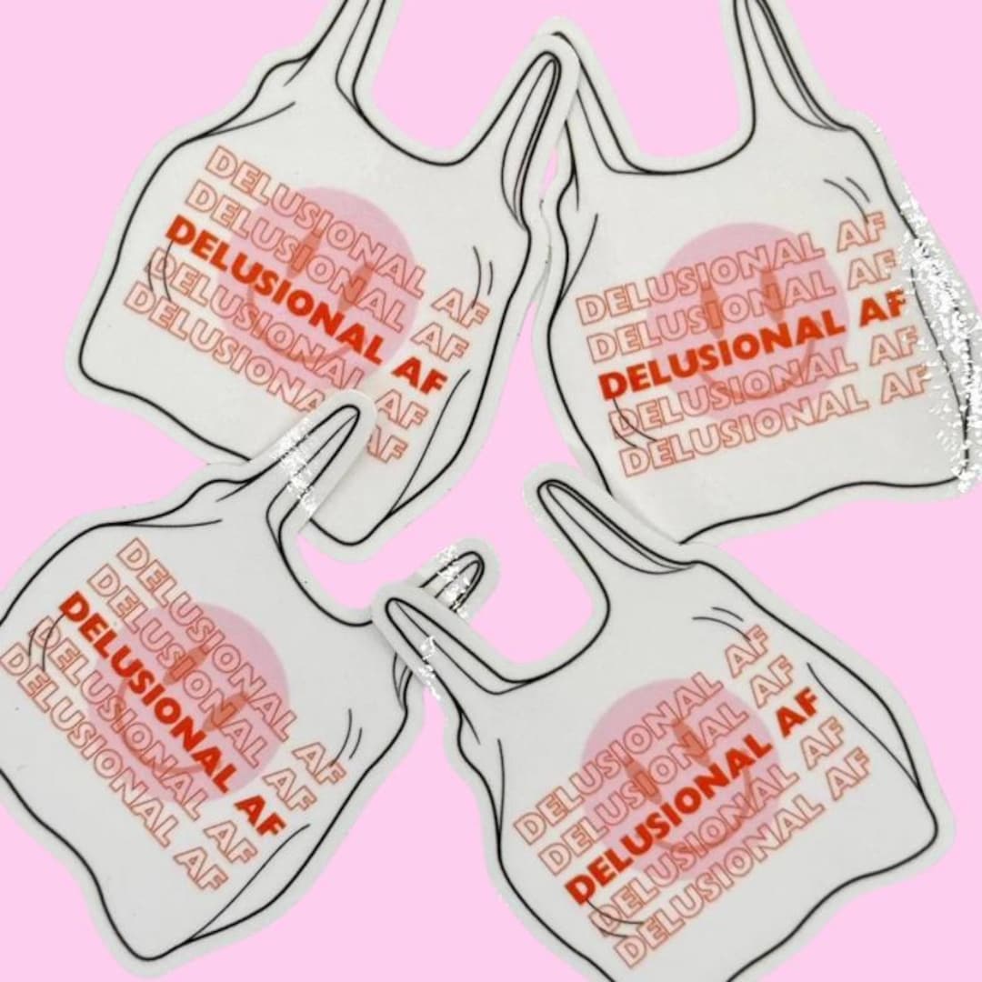 Delusional AF Shopping Bag Sticker | Delulu Grocery Stickers | Journal ...