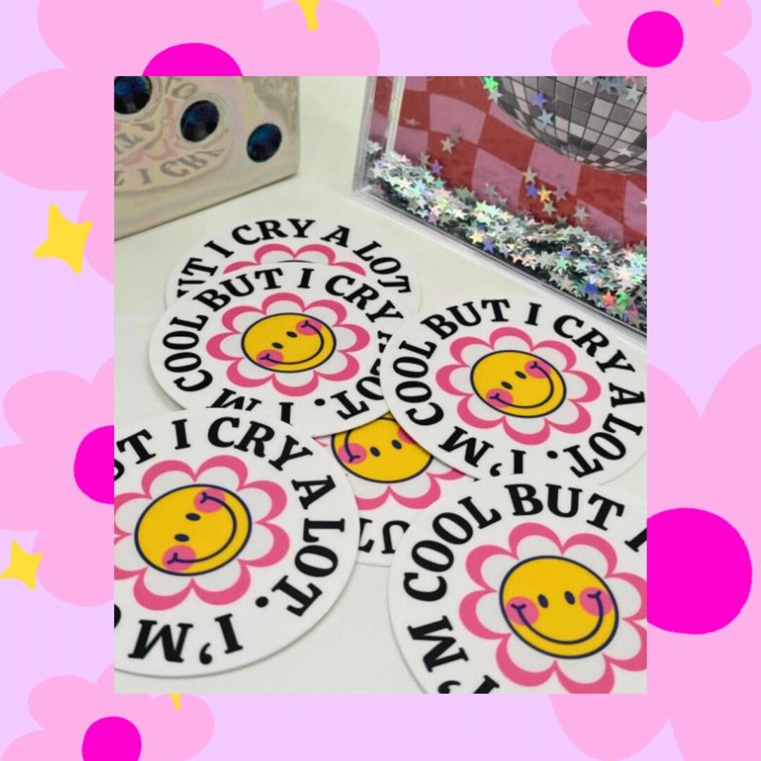 Smiley Face Flower Sticker: Retro Vinyl Decal - Etsy