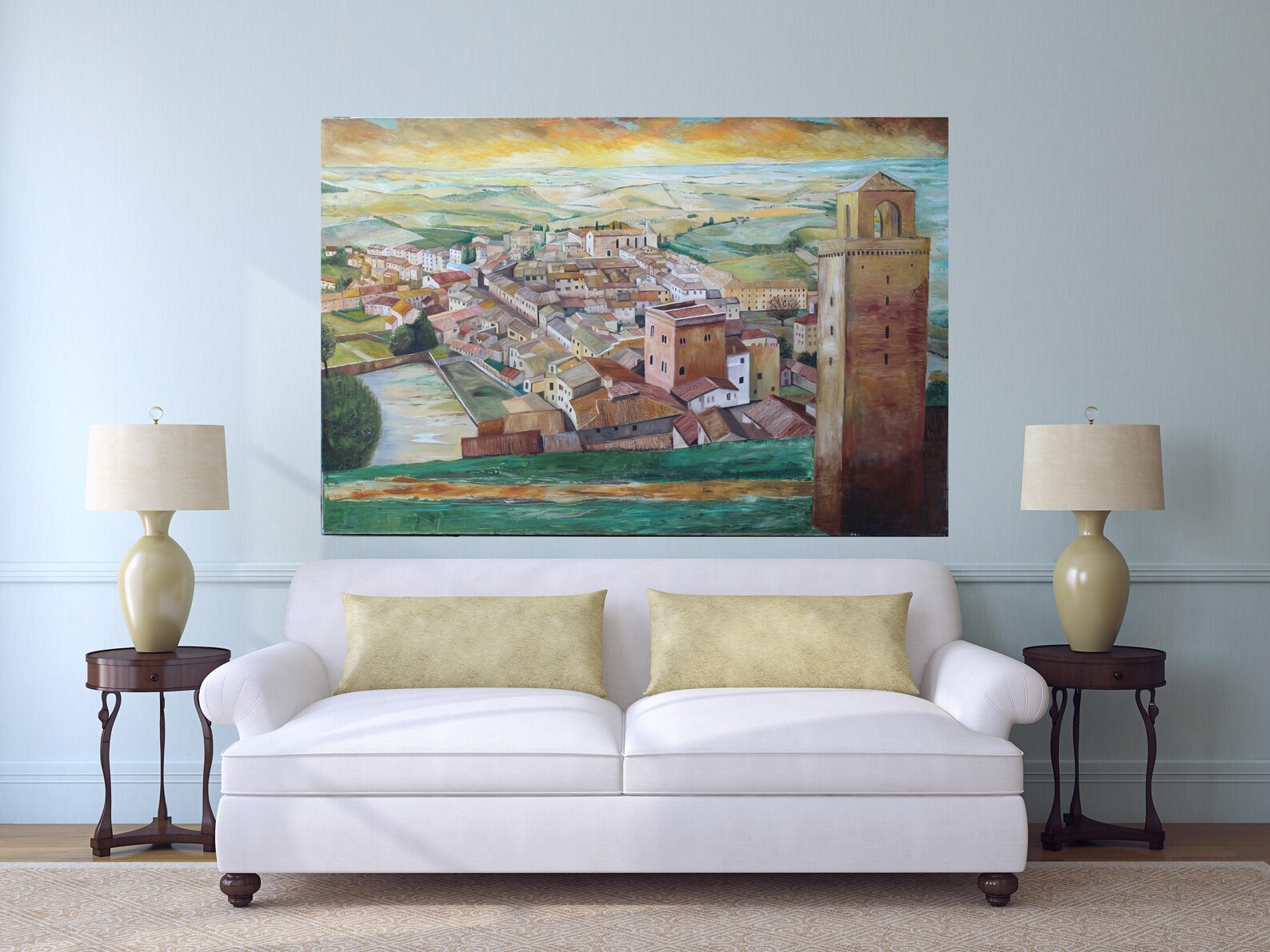 Large Italian Cityscape Original Painting San Gimignano Brian Cole - Etsy