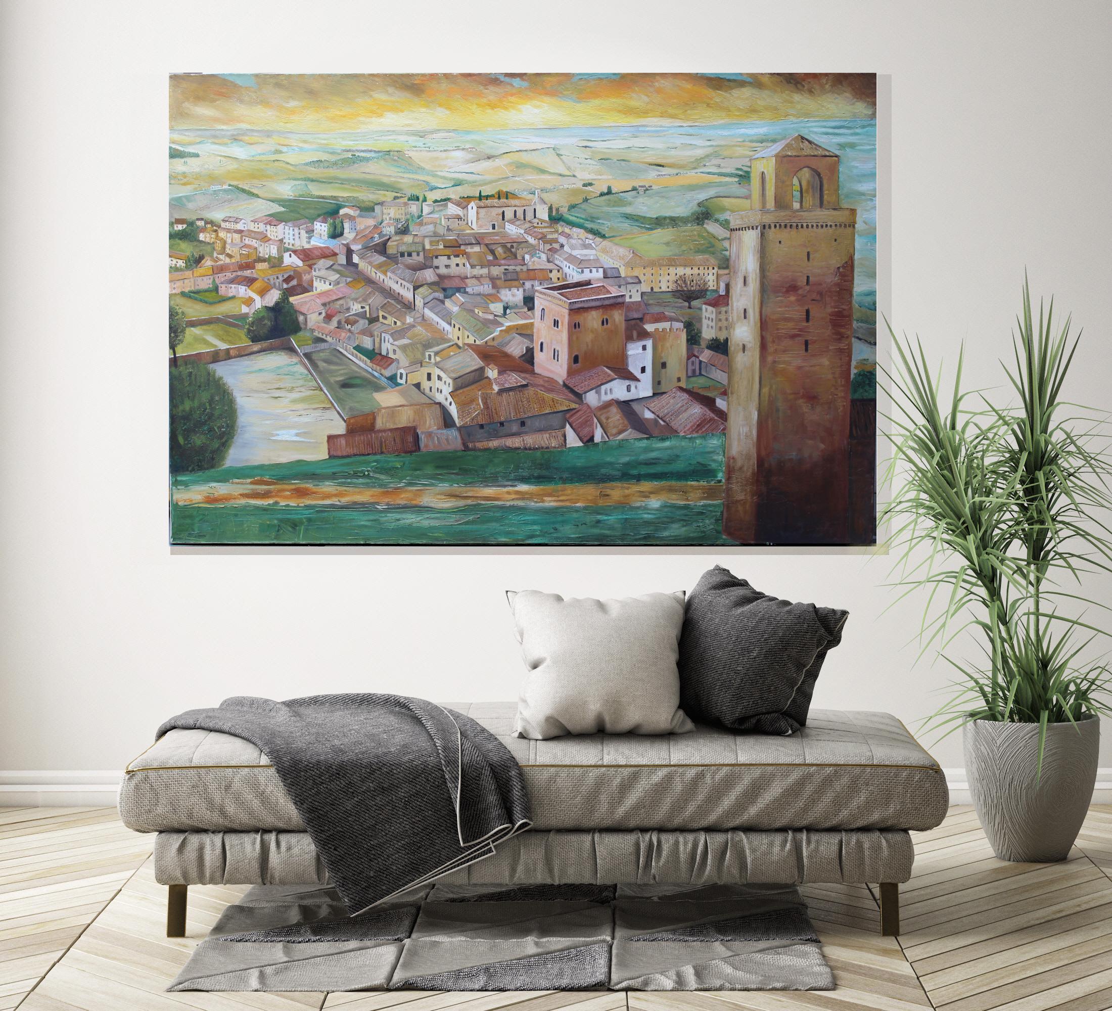 Large Italian Cityscape Original Painting San Gimignano Brian Cole - Etsy