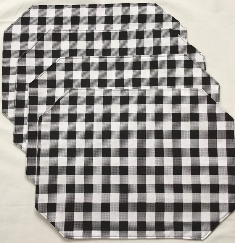 Placemats.black and White Buffaloplaidset of Fourfree Shipping - Etsy