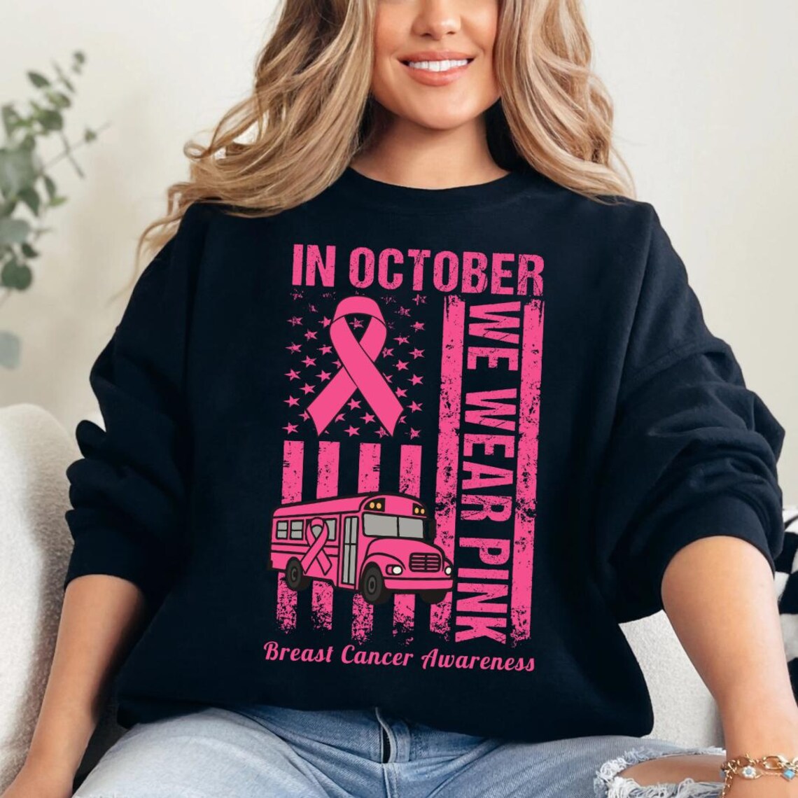 Bus Driver Breast Cancer Awareness PNG, in October We Wear Pink Bus ...