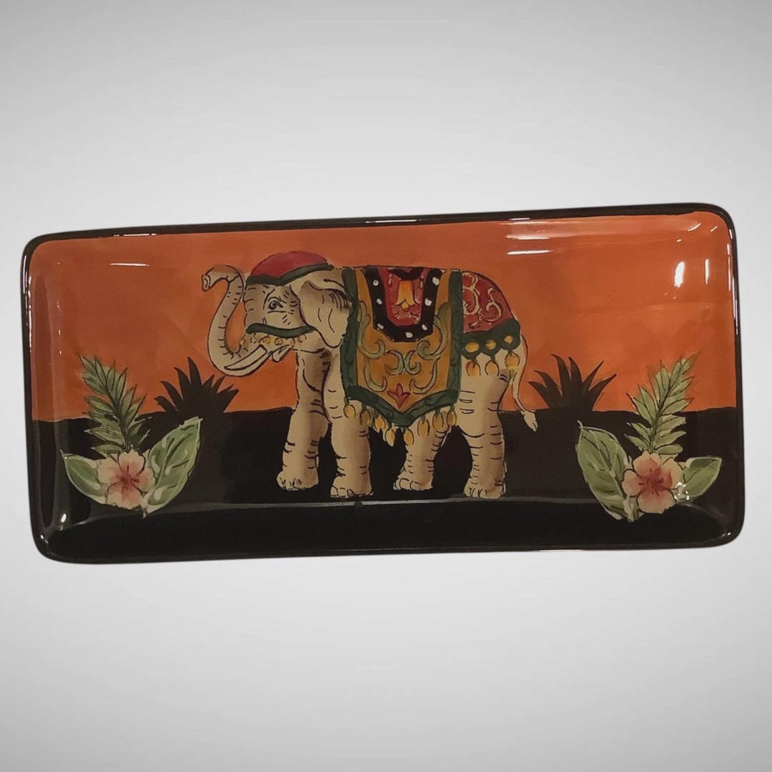 New West Indies Elephant Serving Platter Tray 10.75" Ceramic Made in ...