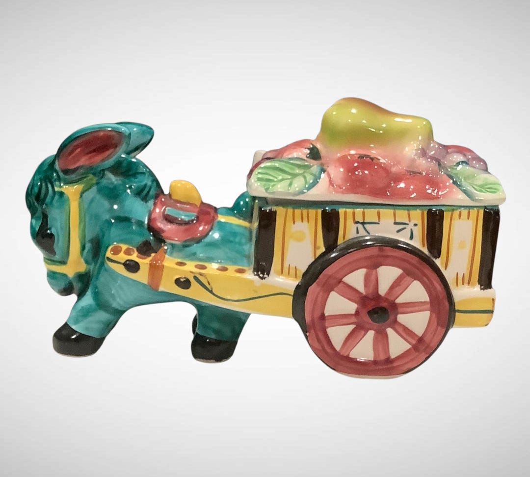 Vintage Ceramic Donkey & Fruit Cart Planter Made in Japan Mid Century ...