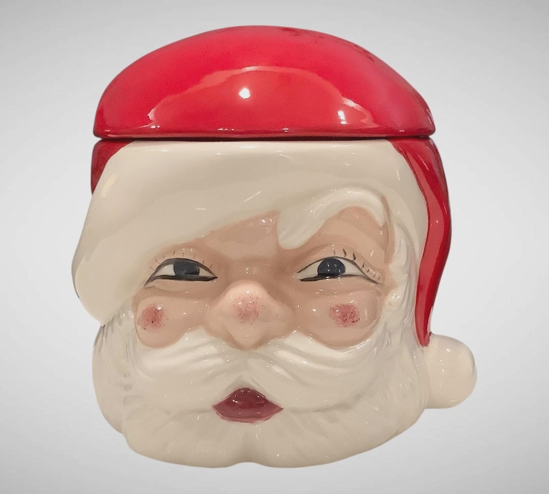 VINTAGE 1977 Signed Santa Claus Ceramic Cookie Jar From Jamar Mallory ...