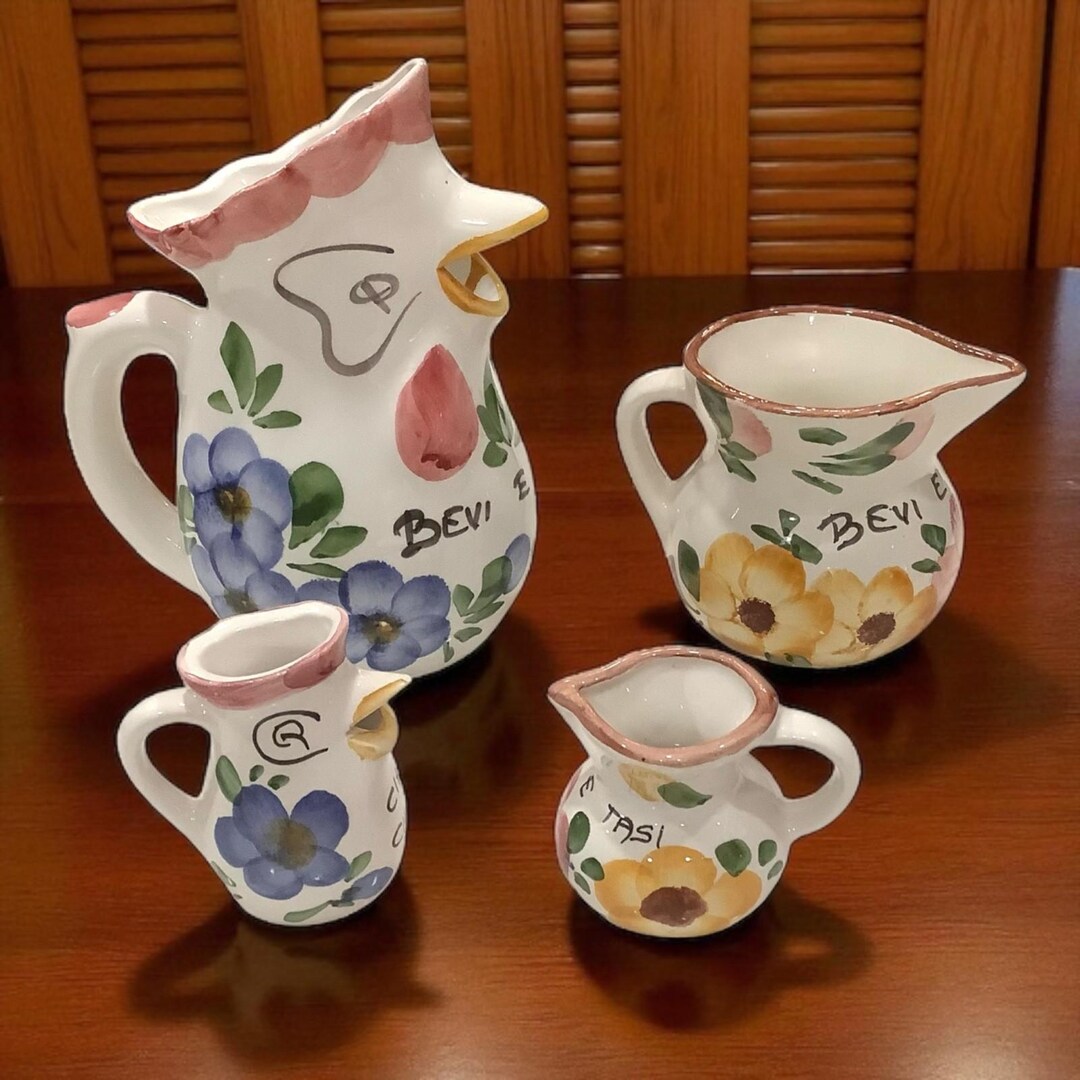Vintage Italian Hand-painted Ceramic Pitchers or Milk Jugs - Etsy