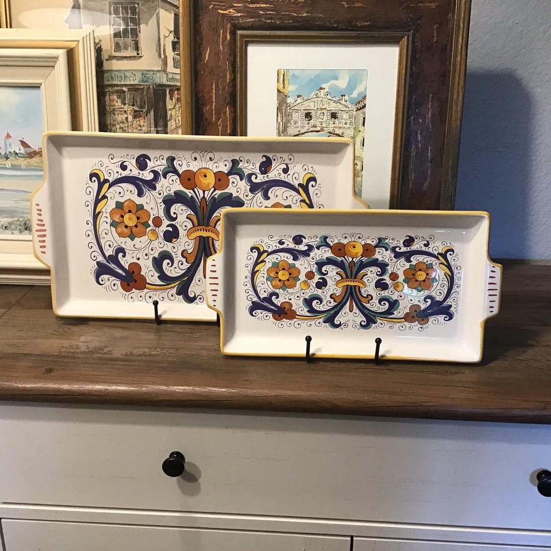 Deruta Italy Pottery; Pair of Deruta Ceramiche Platters; Matching ...