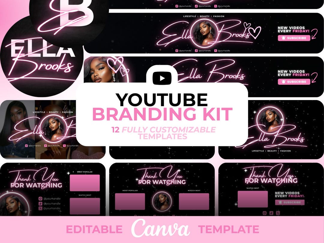 Youtube Channel Branding Kit | Canva DIY Video Template | YT Banner ...