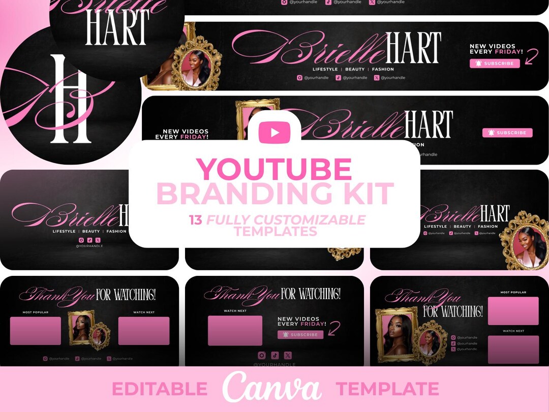 Youtube Channel Branding Kit | Canva DIY Video Template | YT Banner ...
