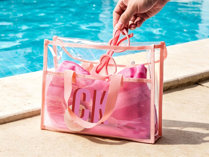 Personalized Clear PVC Pool Bag, Bridesmaid Beach Tote, Waterproof ...