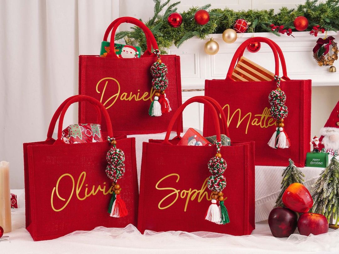 Personalized Christmas Gift Bag, Holiday Gift Bags With Name, Christmas ...