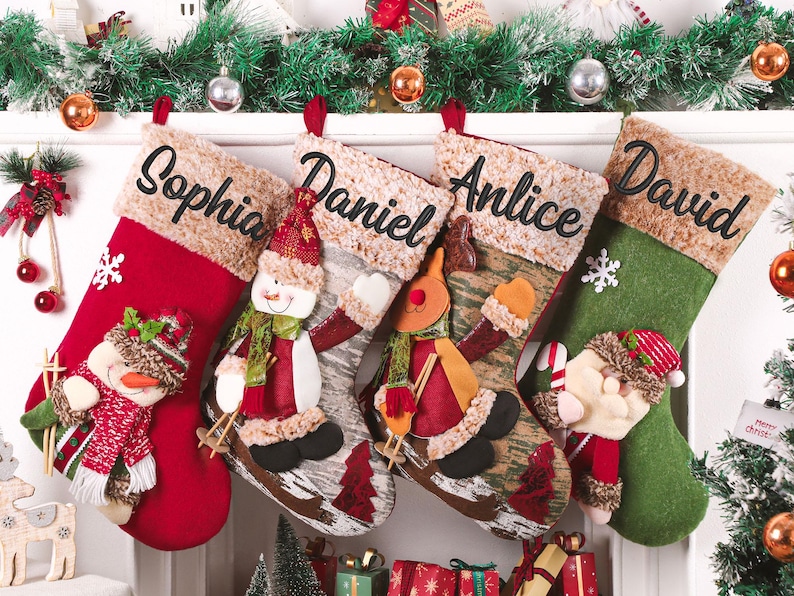 Personalized 3D Christmas Stockings With Name, 2025 Family Stockings ...