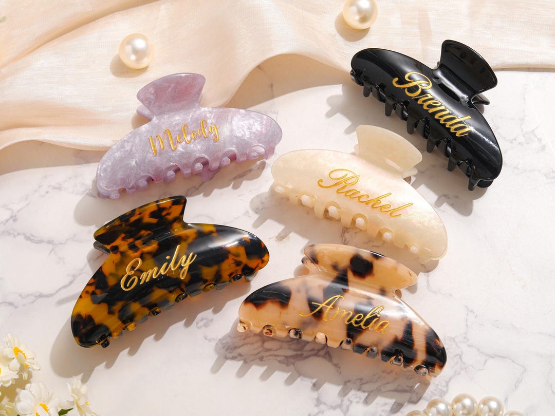 Personalized Hair Claw Clip, Engraved Customized Name Claw Clip, Custom ...