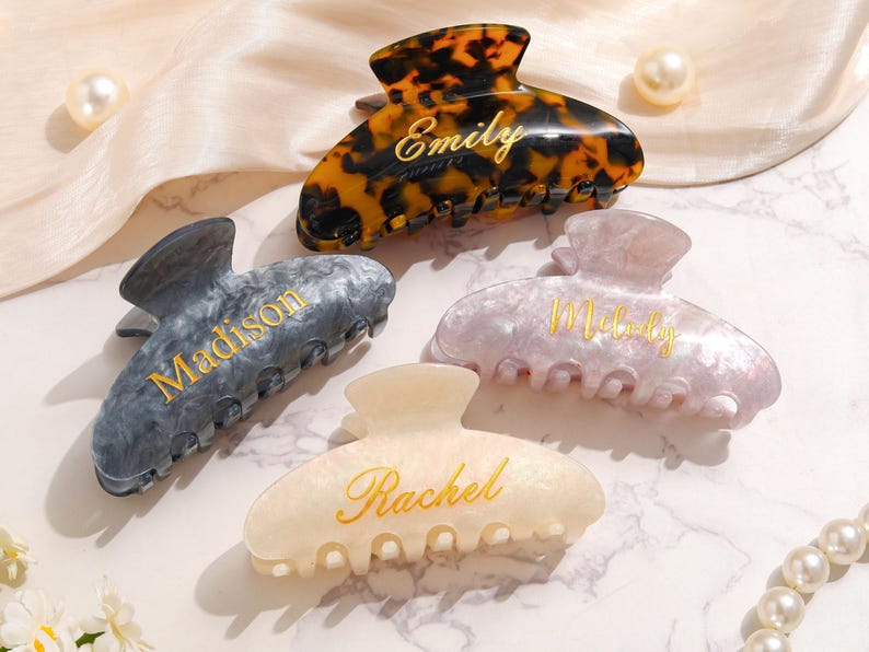 Personalized Hair Claw Clip, Engraved Customized Name Claw Clip, Custom ...