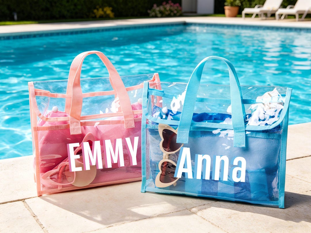 Personalized Clear PVC Pool Bag, Bridesmaid Beach Tote, Waterproof ...