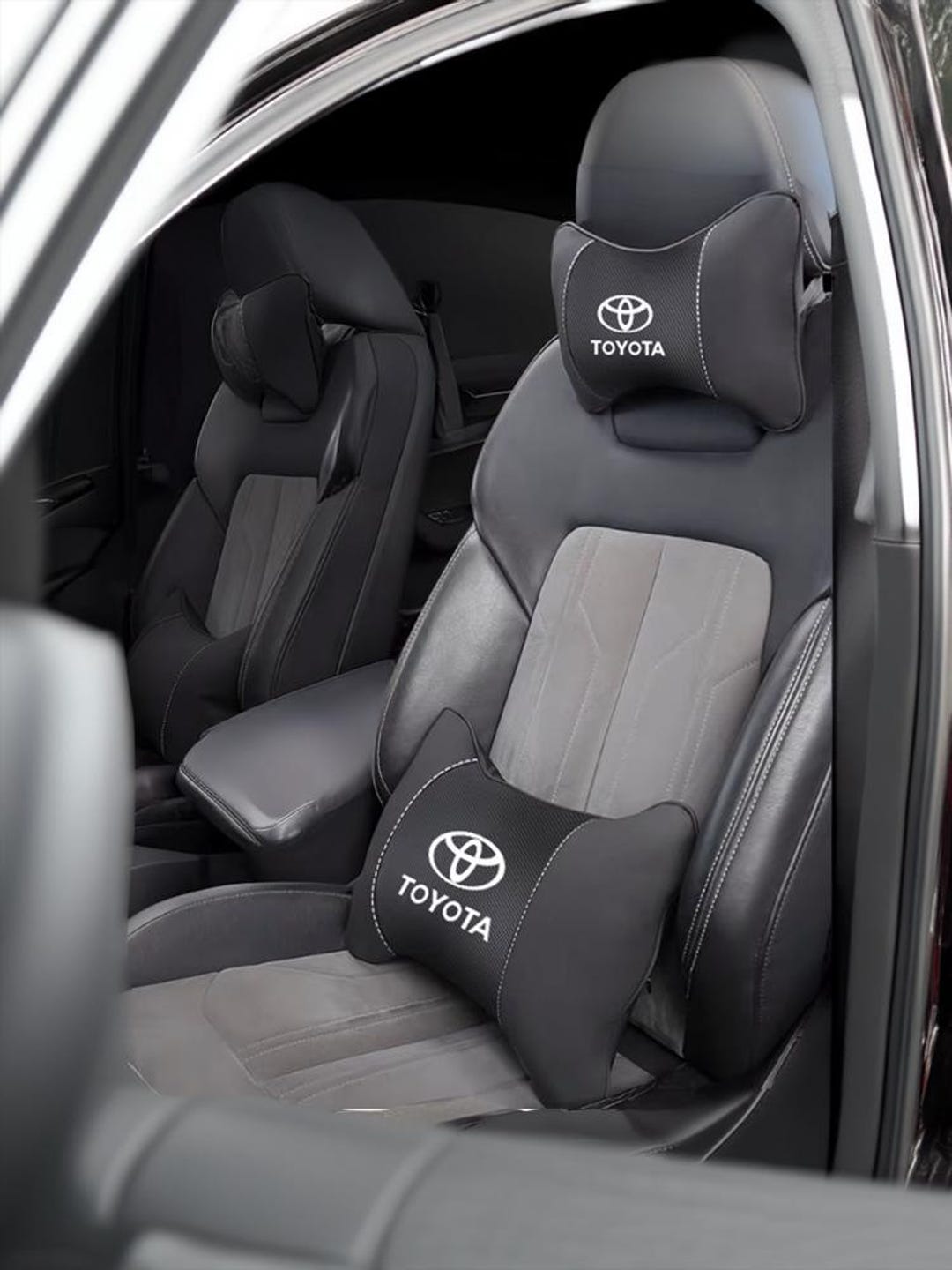 Black Leather Lumbar Support Cushion – Car Backrest Pillow for Toyota Corolla Rav4 Camry Yaris ...